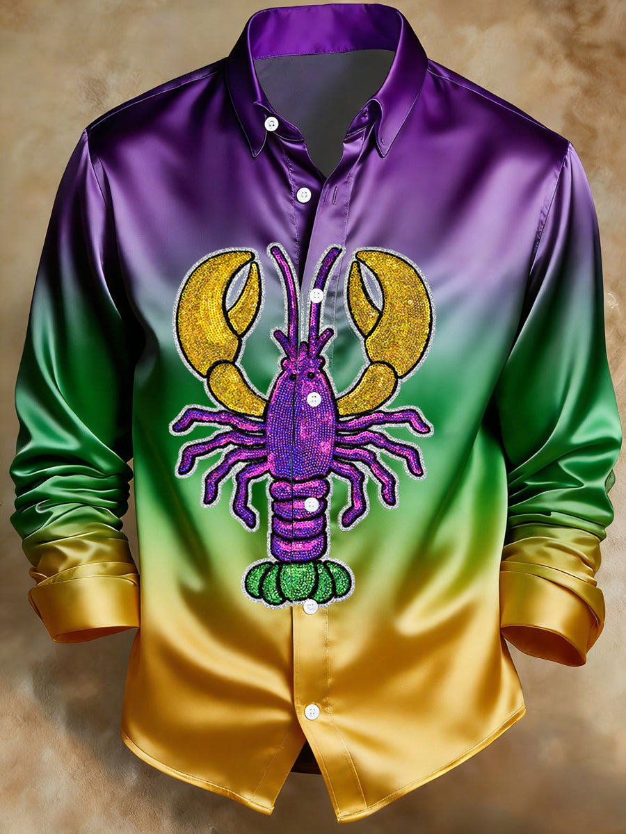 Men's Mardi Gras Lobster Gradient Print Casual Shirt – fallforjesus